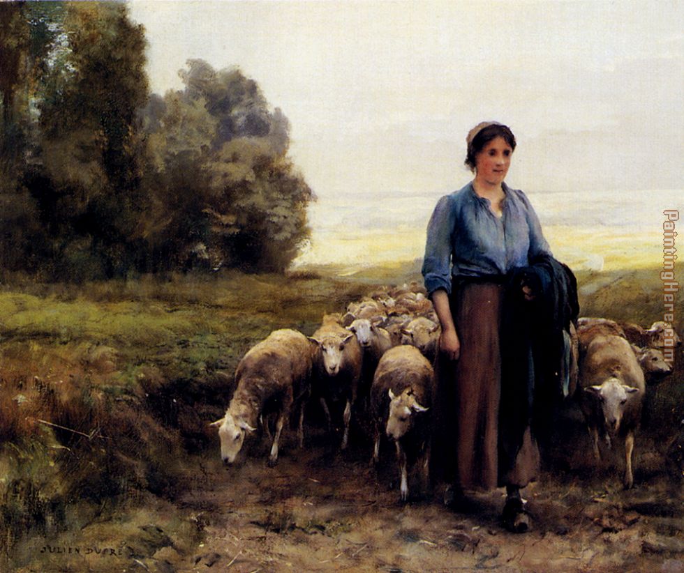 Julien Dupre Shepherdess With Her Flock painting anysize 50% off